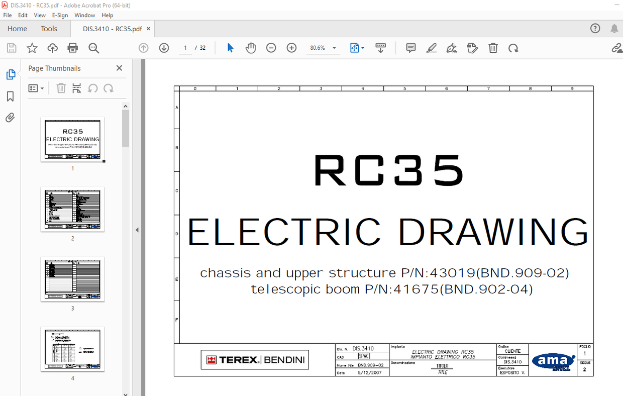 Terex Crane RC35 Electric Schematic Manual