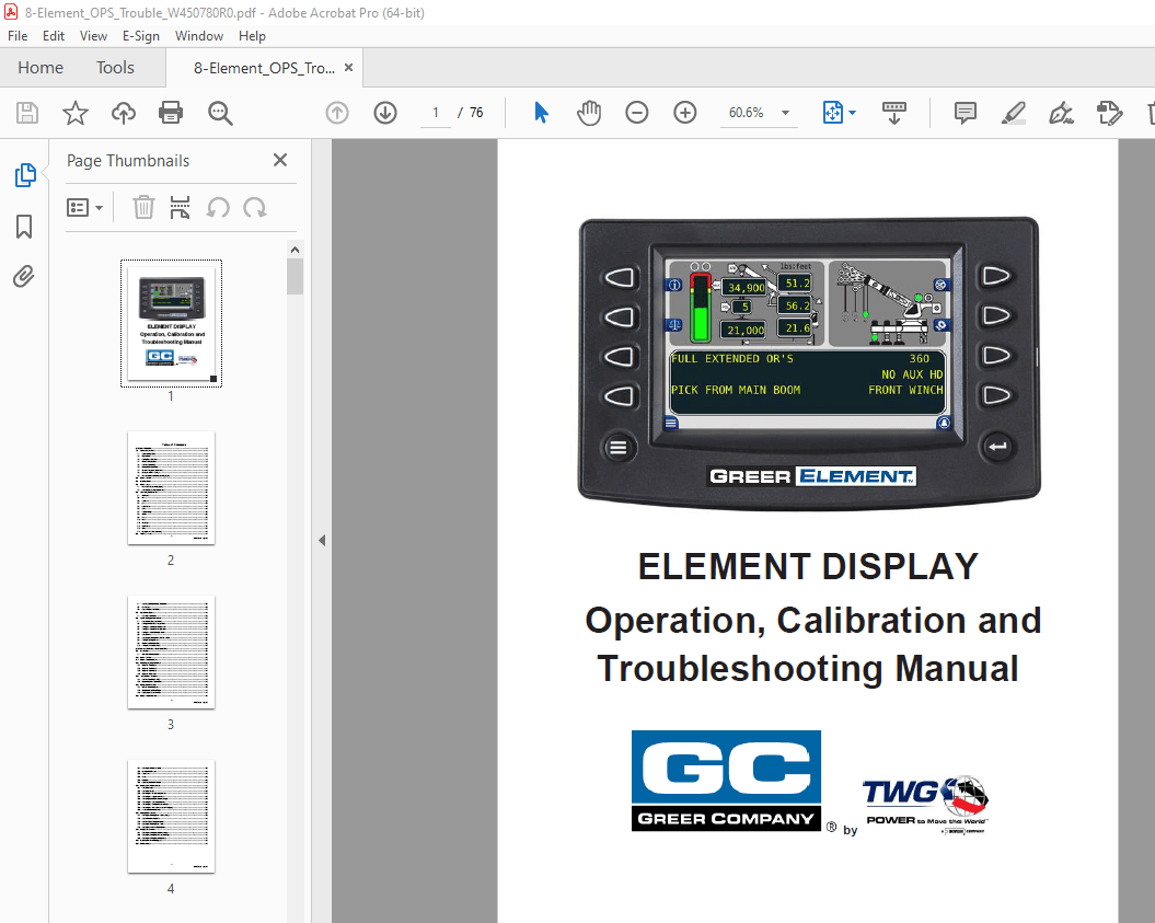 Greer ELEMENT DISPLAY Operation, Calibration & Troubleshooting Manual – PDF DOWNLOAD