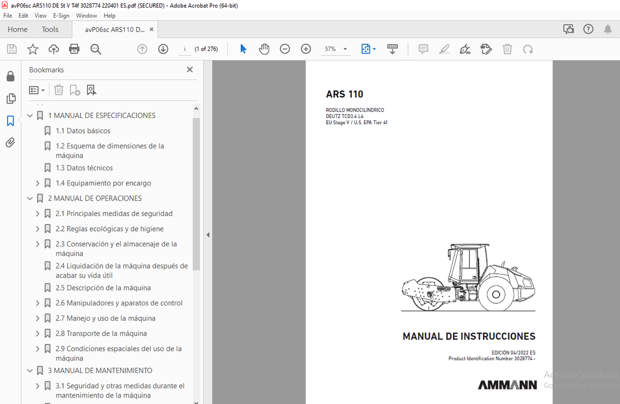 AMMANN ARS 110 MANUAL DE INSTRUCCIONES 3028774 PDF