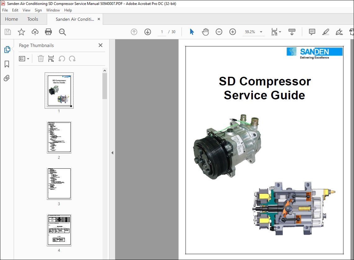 Sanden Air Conditioning SD Compressor Service Manual 50940007 – PDF ...