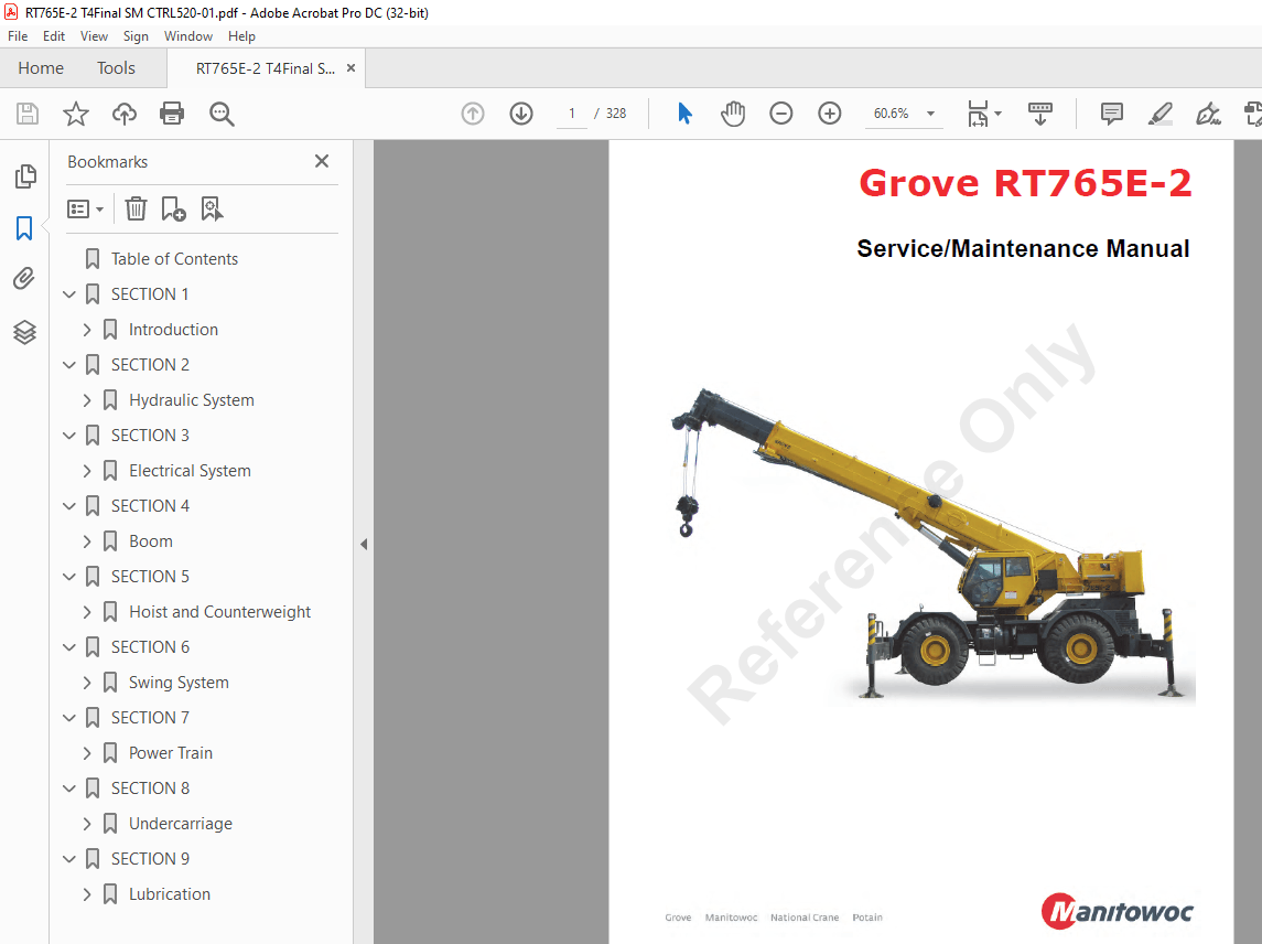 Manitowoc Grove RT765E-2 Service Manual – PDF DOWNLOAD