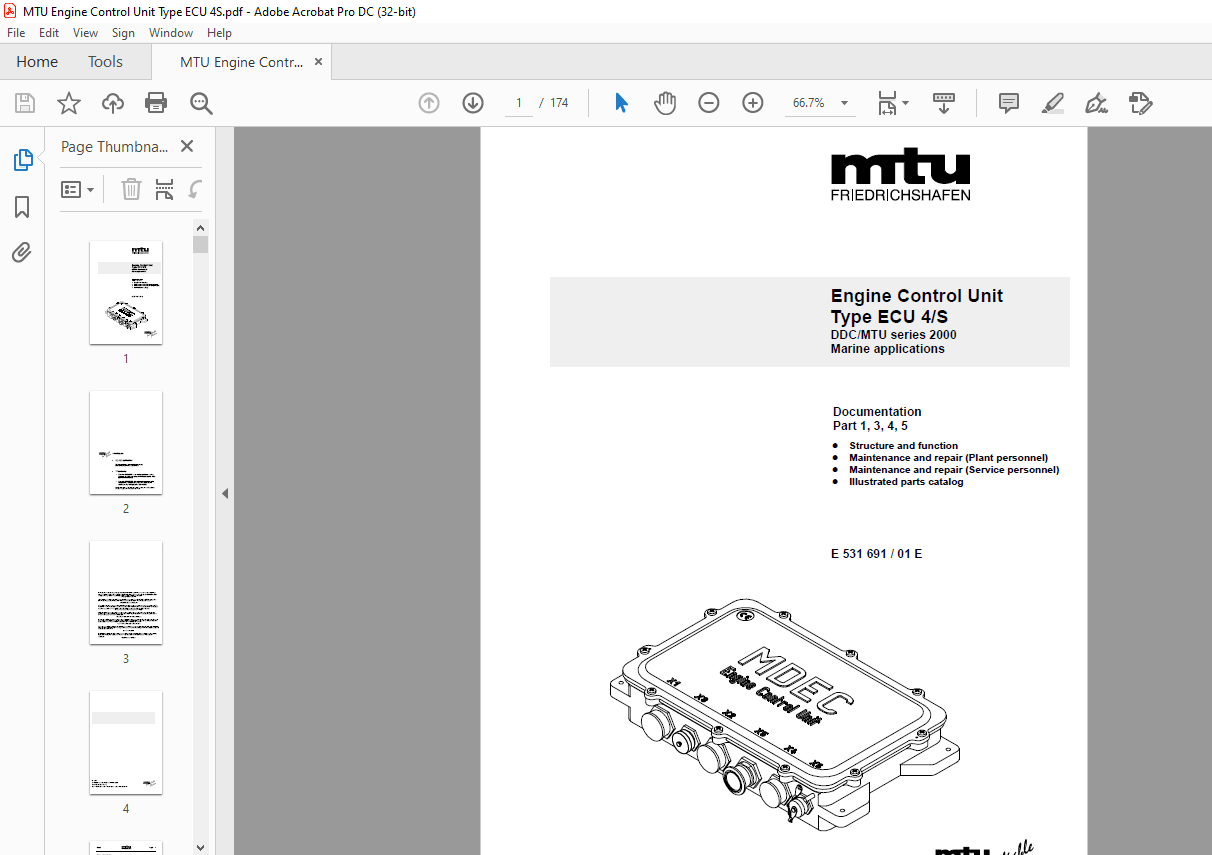 MTU Engine Control Unit ECU 4S DDC MTU series 2000 Manual Operation ...