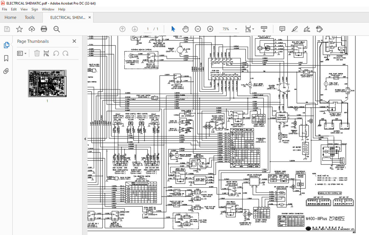 Daewoo Heavy Industries And Machinery LTD M400-III Plus Electric ...