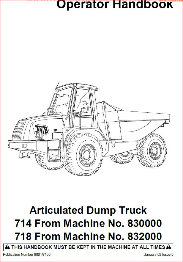 Jcb 714 718 Articulated Dump Truck-operator Handbook No Restriction ...