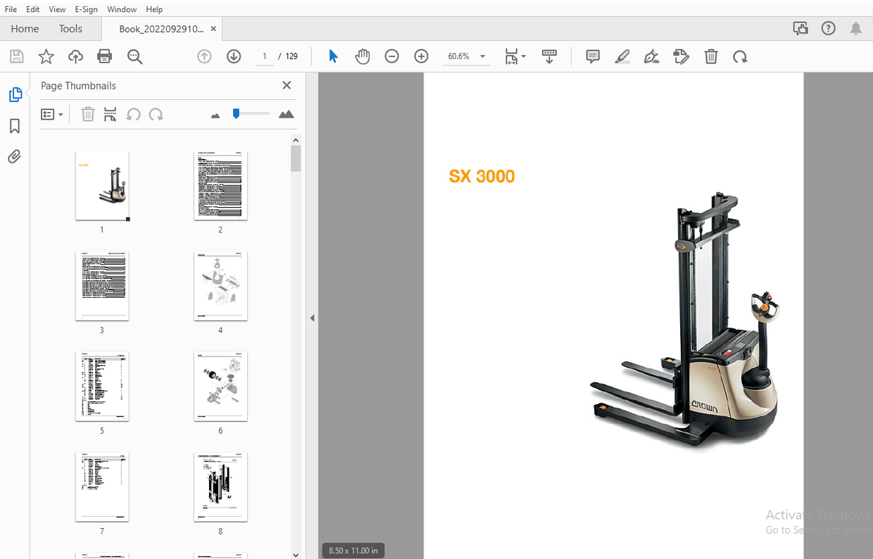CROWN FORKLIFT SX 3000 PARTS MANUAL – PDF DOWNLOAD