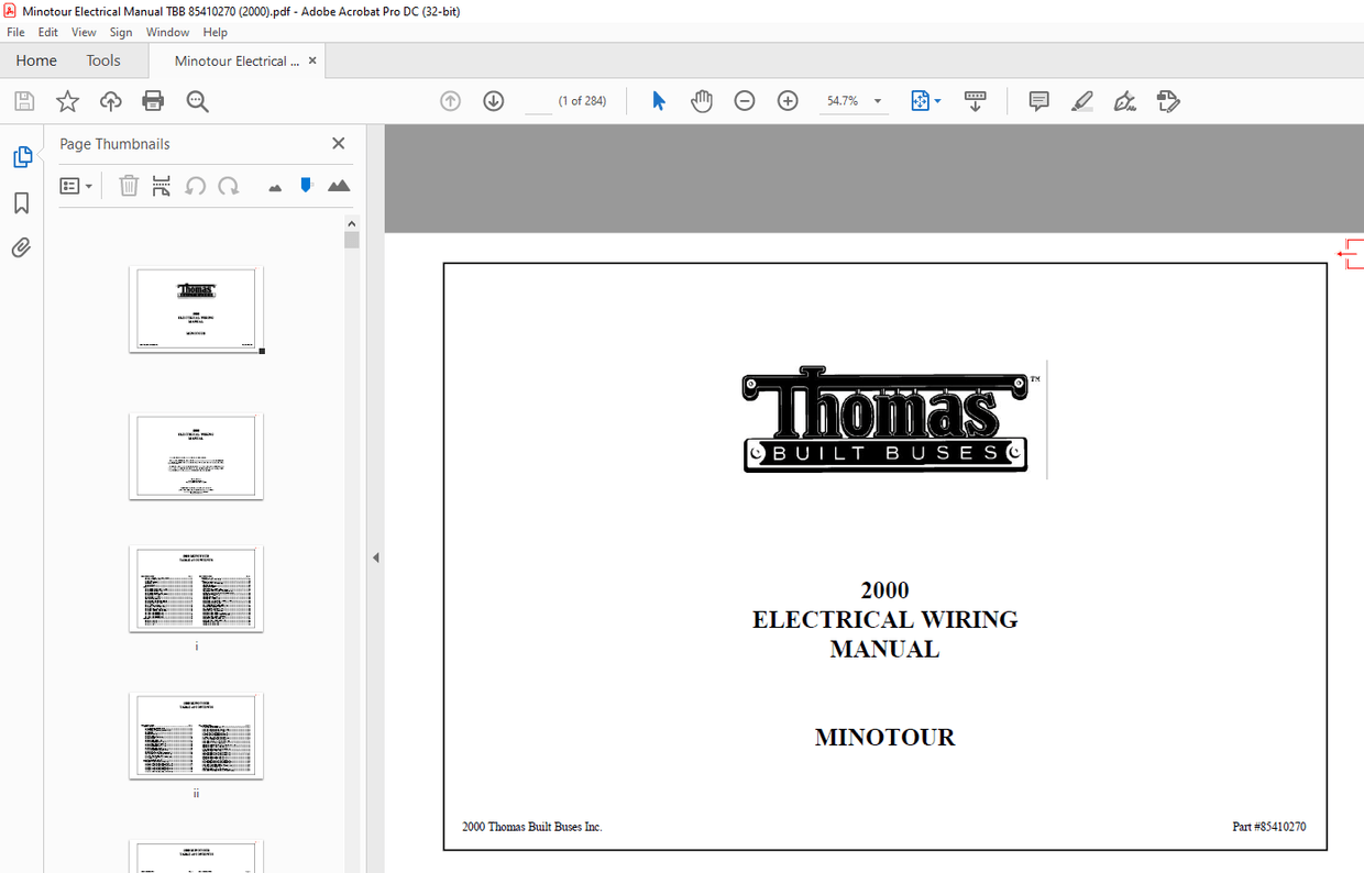 Thomas Built Buses MINOTOUR 2000 ELECTRICAL WIRING MANUAL – PDF DOWNLOAD