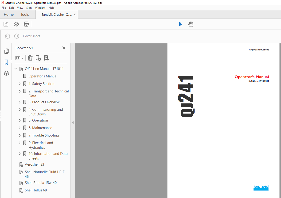 Sandvik Mining QJ241 Operators Manual - PDF DOWNLOAD