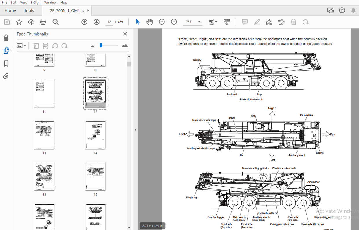 Tadano GR-700N Rough Terrain Crane Operation Manual FE0376 – PDF