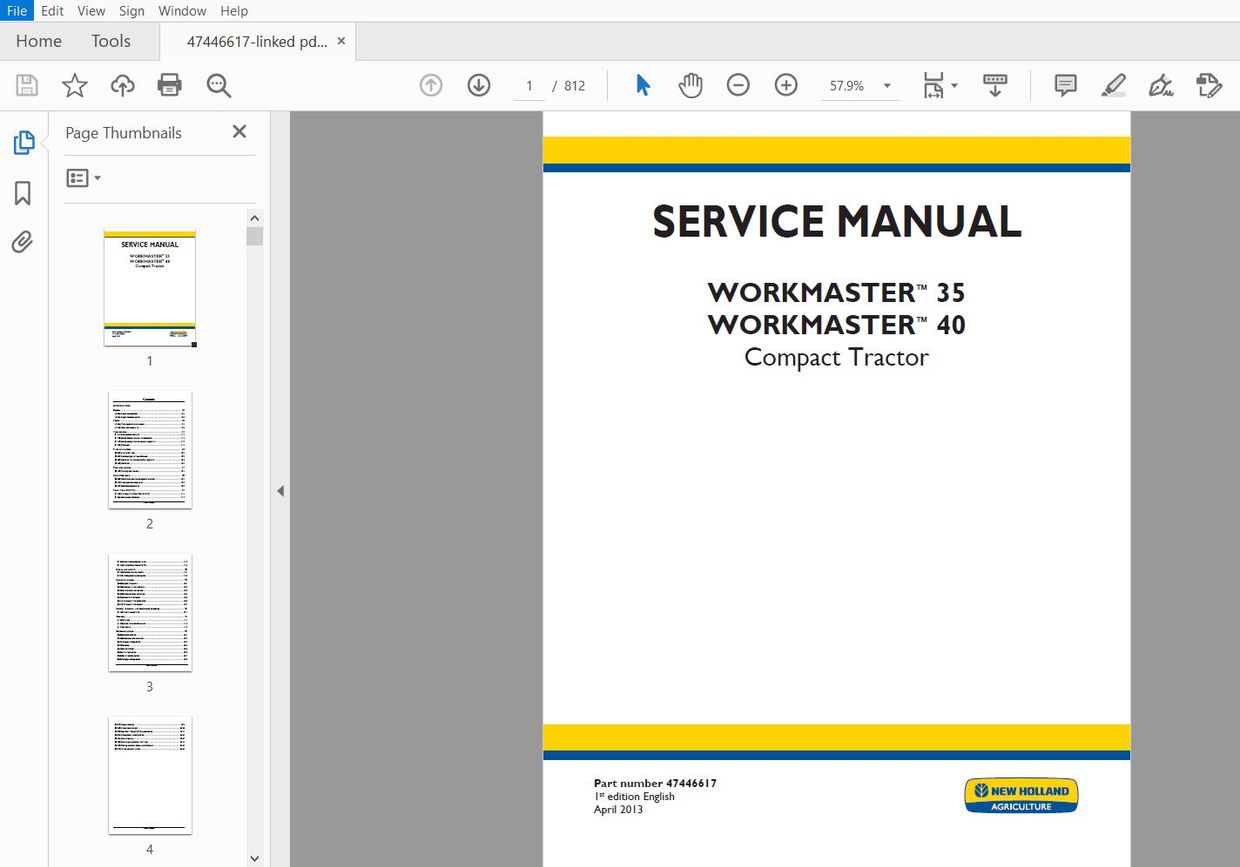New Holland Compact Tractor Workmaster 35, 40 Service Manual