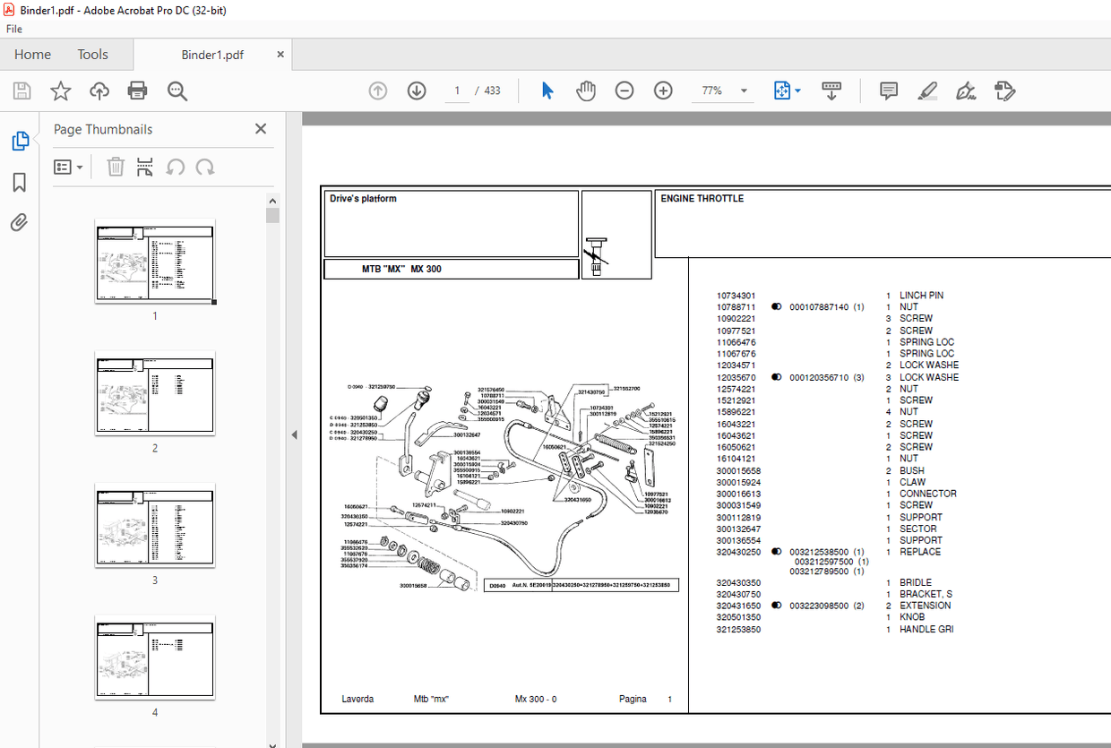 Laverda MX300 Agricultural Tractor Parts Manual – PDF DOWNLOAD