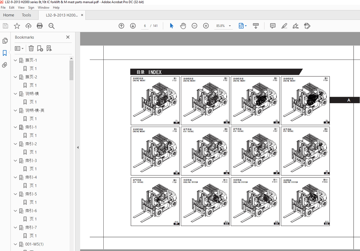 Heli h2000 系列 8t,10t 内燃平衡重式叉车 零件目录 手动的 – PDF DOWNLOAD (Chinese)