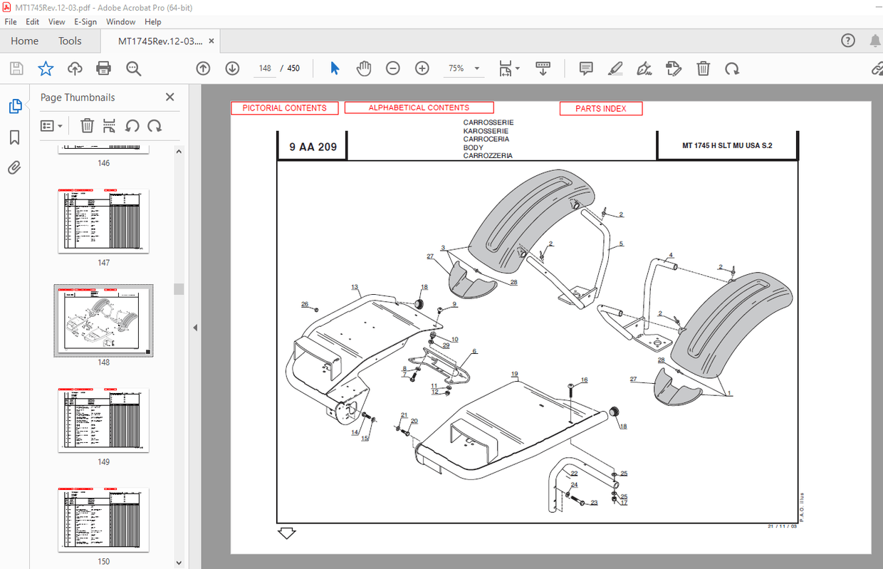 Manitou Forklift MT1745HSL Turbo MONO-ULTRA SERIES 2-E2 Parts Manual PDF