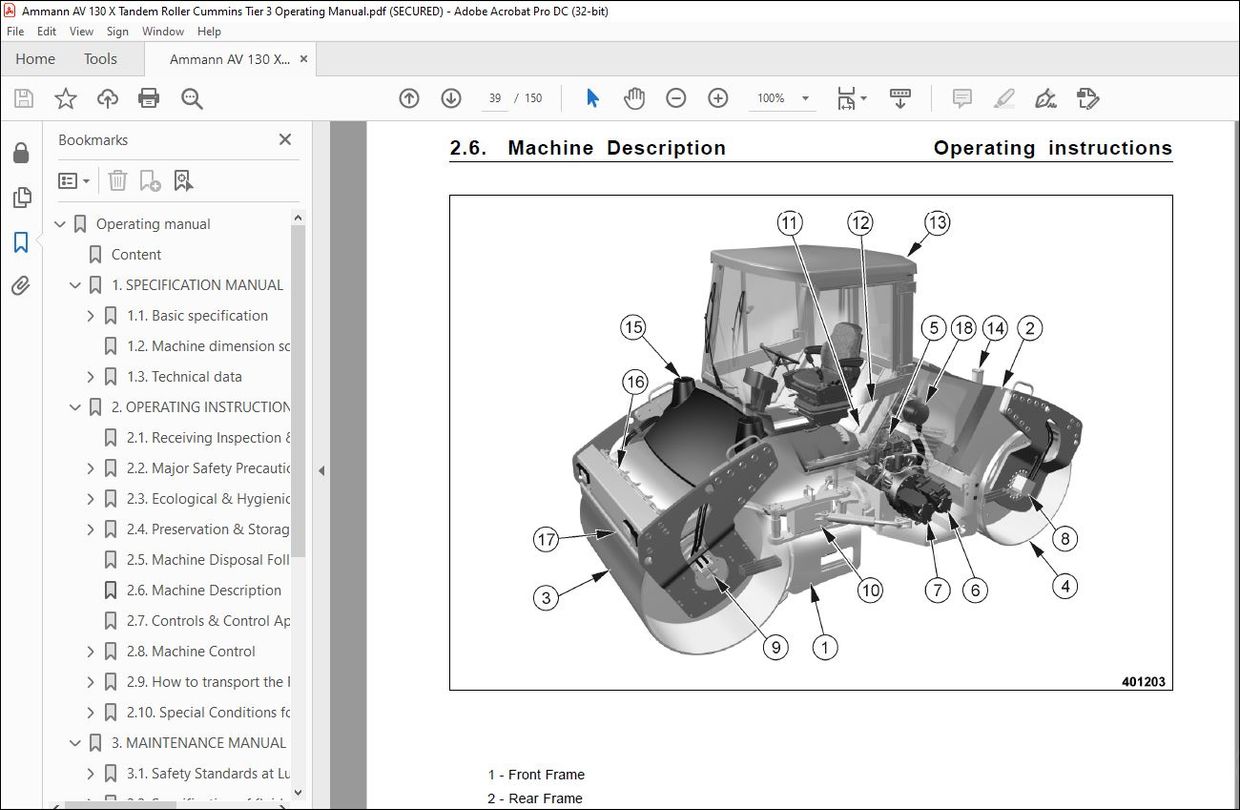 Ammann AV 130 X Tandem Roller Cummins Tier 3 Operating Manual PDF