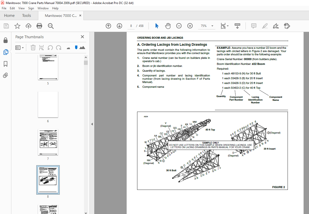 Manitowoc Traditional Crane 7000 Parts Manual SN 70004 – PDF DOWNLOAD