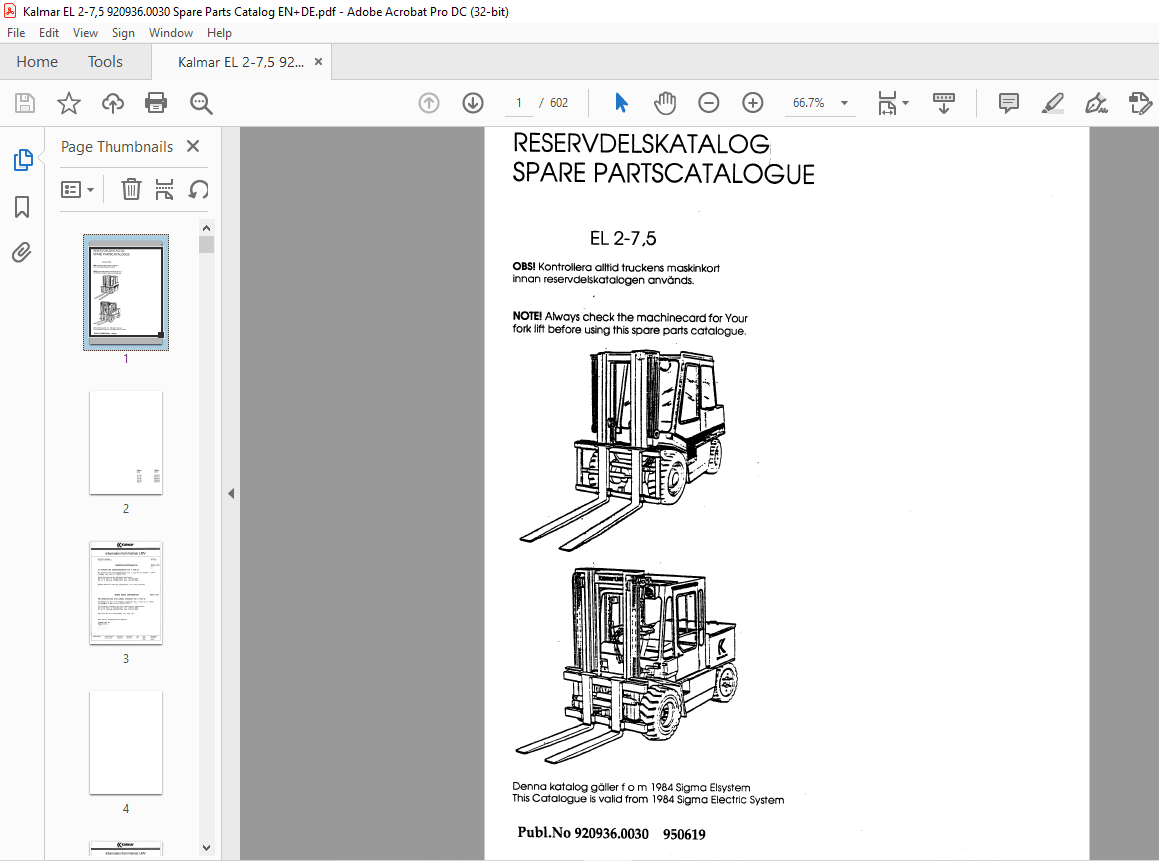 Kalmar Reach Stacker EL 2-7,5 Parts Manual EN_DE – PDF DOWNLOAD