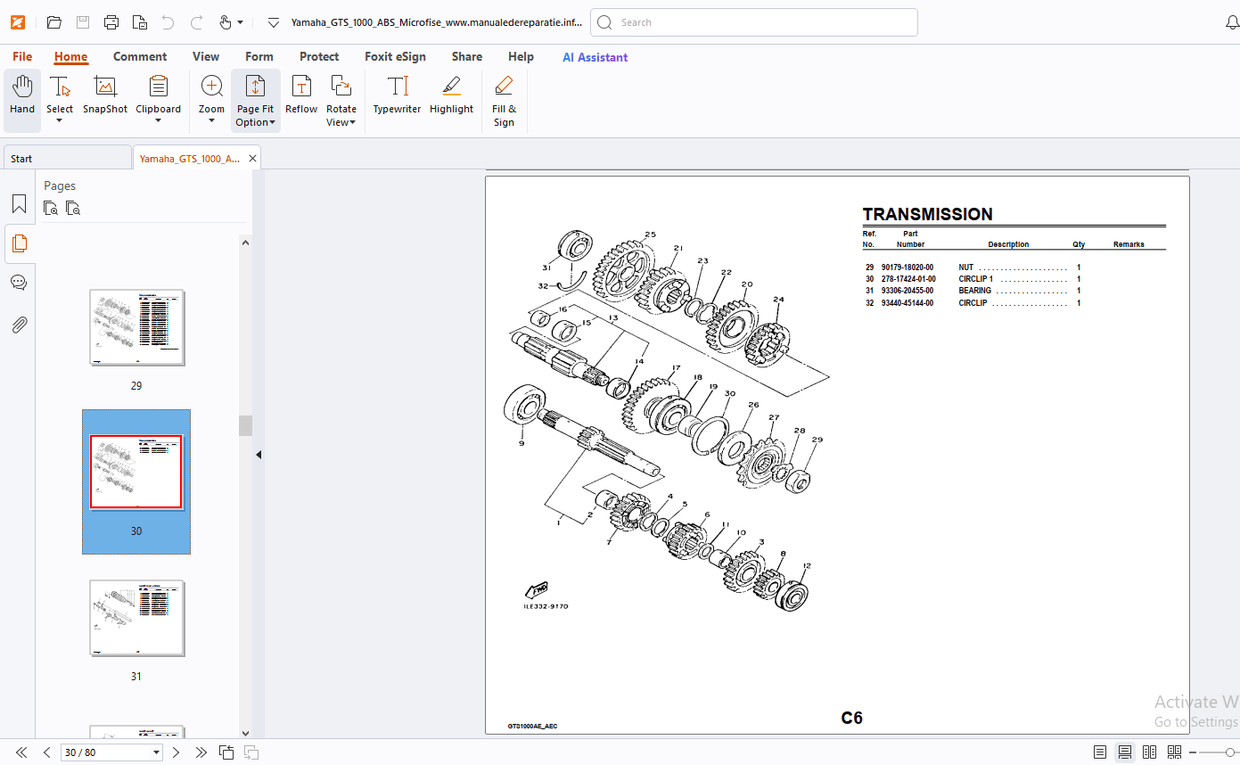 Yamaha Genuine Motorcycle GTS1000AE_AEC Parts Manual - PDF DOWNLOAD