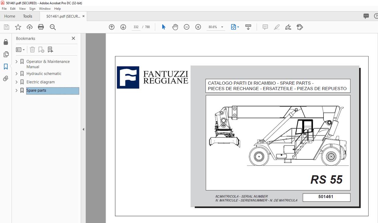 Fantuzzi Reggiane MI-Jack RS 55 Operator & Parts manual + Electrical ...