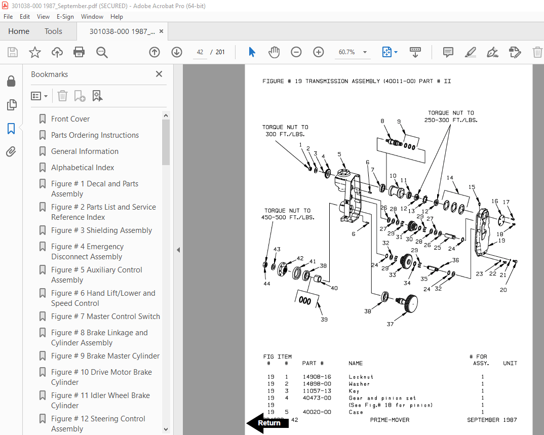 BT Prime Mover RR-40B Reach Truck Parts Manual SN RR40B170373 - PDF ...