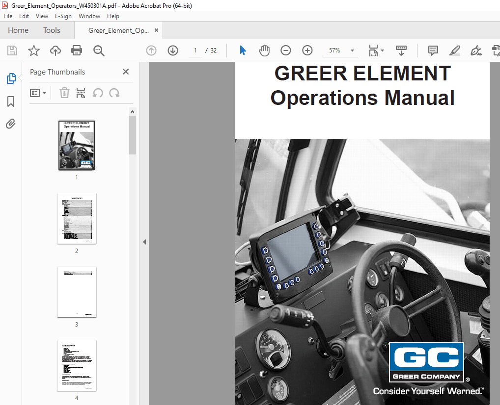 GREER ELEMENT Operations Manual W450301A – PDF DOWNLOAD