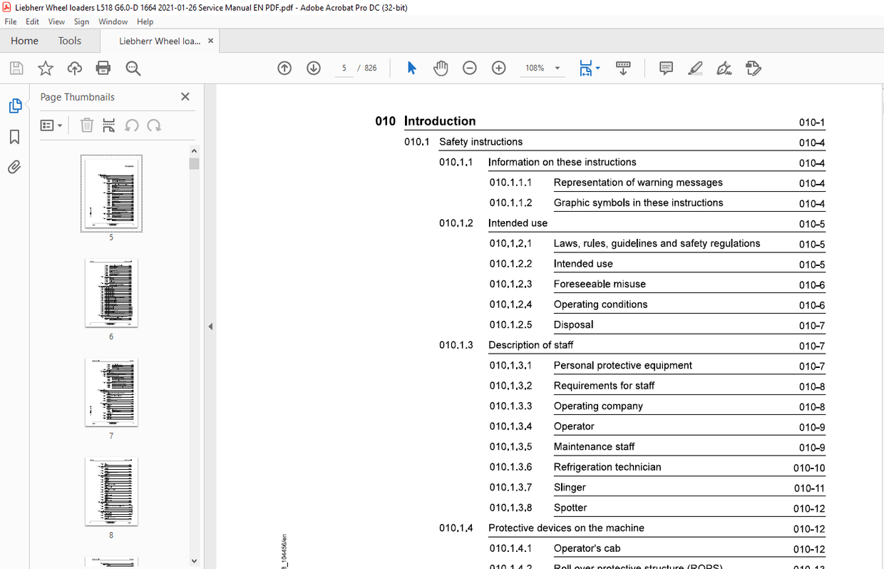 Liebherr Wheel loaders L 518-1664 Service manual – PDF DOWNLOAD