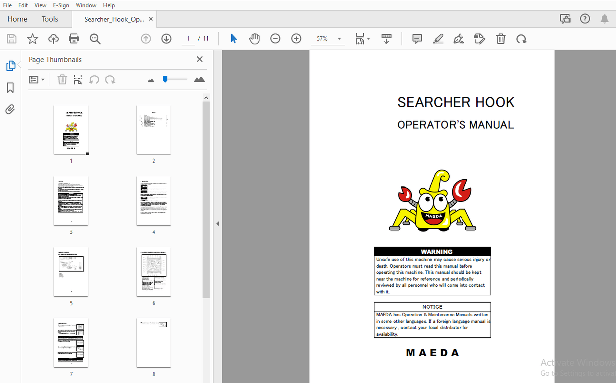 Maeda Searcher Hook Operation Manual – PDF DOWNLOAD