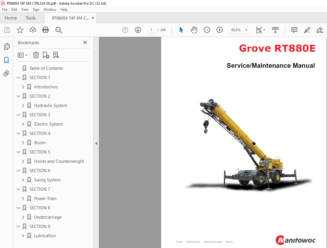 Manitowoc Grove RT880E SERVICE Manual – PDF DOWNLOAD