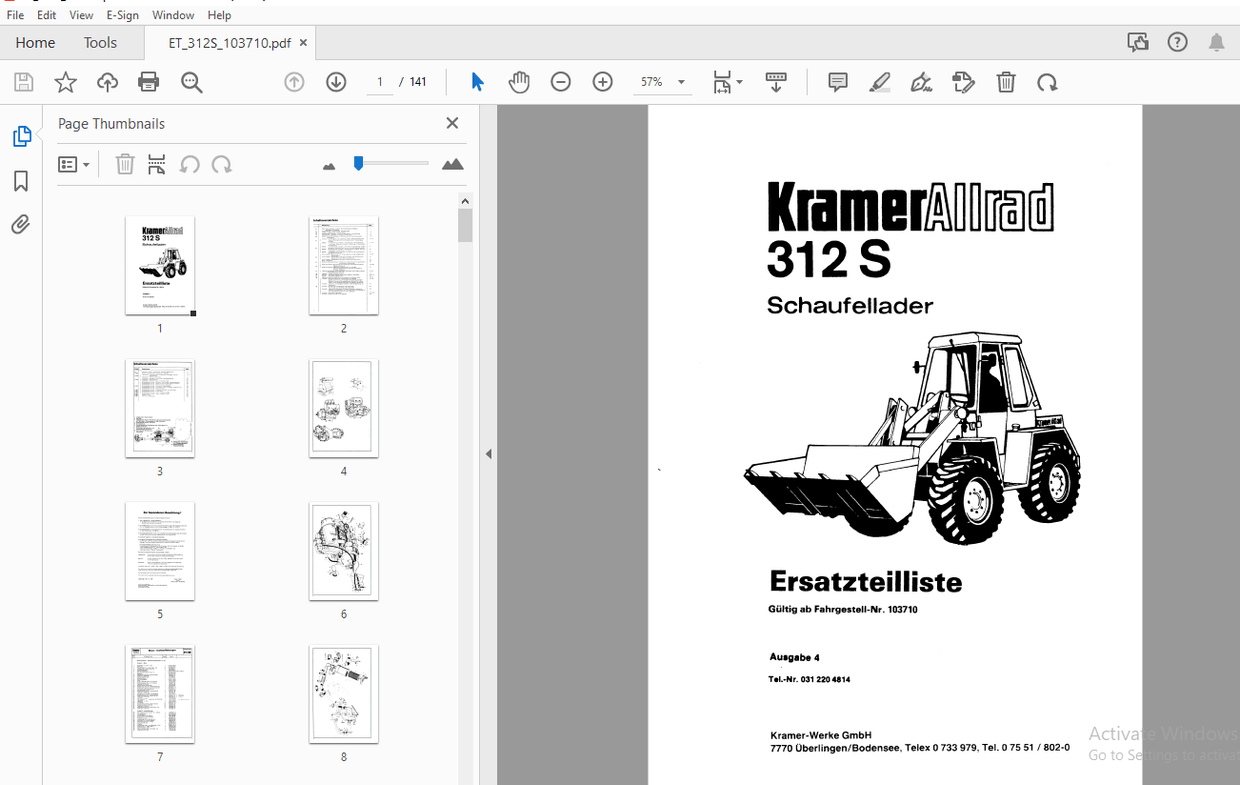 Kramer Allrad 312 S Schaufellader Ersatzteilliste_103710 – PDF DOWNLOAD