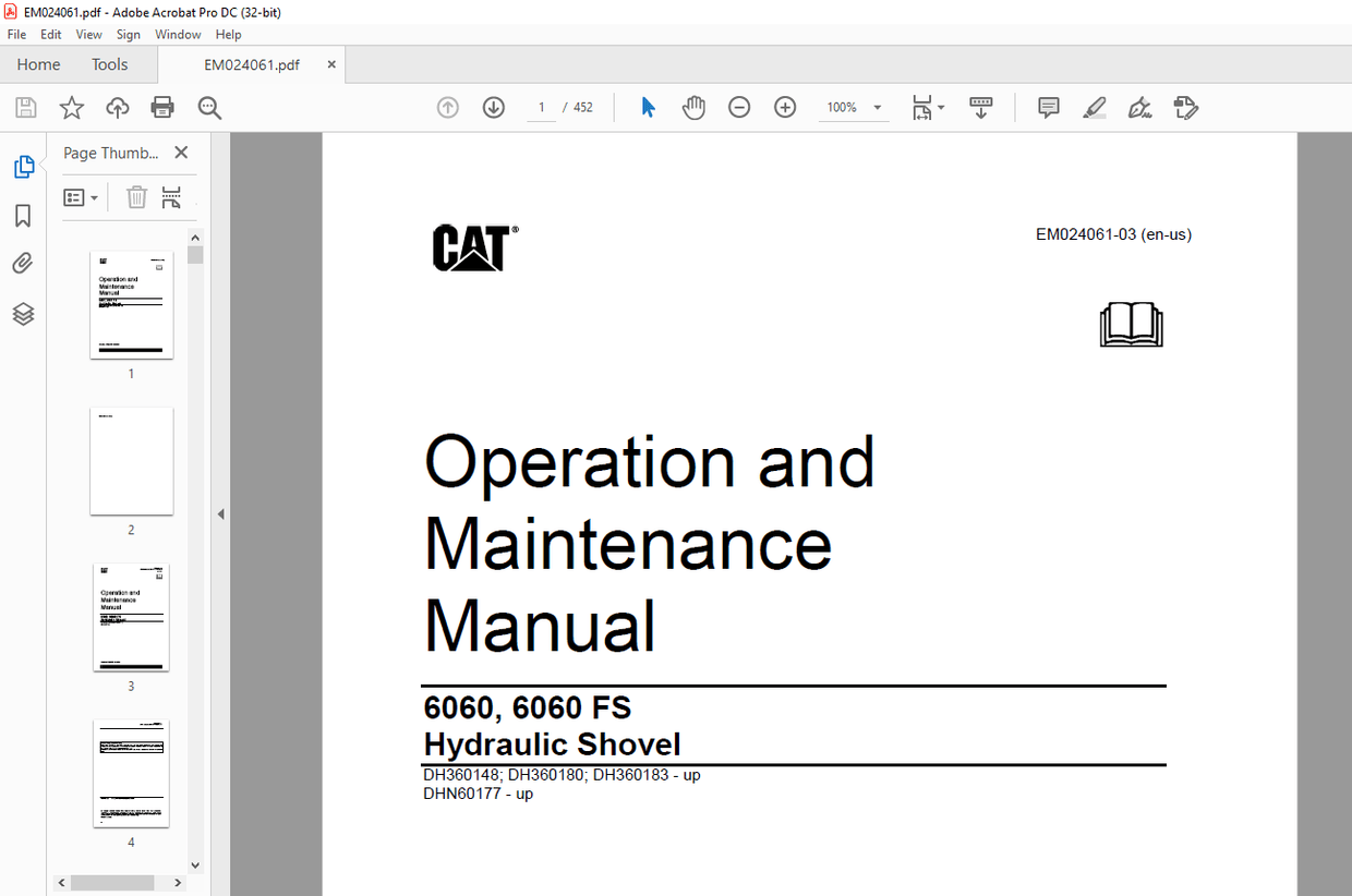 Cat 6060, 6060 FS Hydraulic Shovel Operation and Maintenance Manual ...