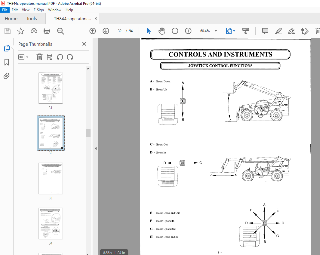 Terex Handlers TH644C TH842C TH844C Operator's Manual - PDF DOWNLOAD
