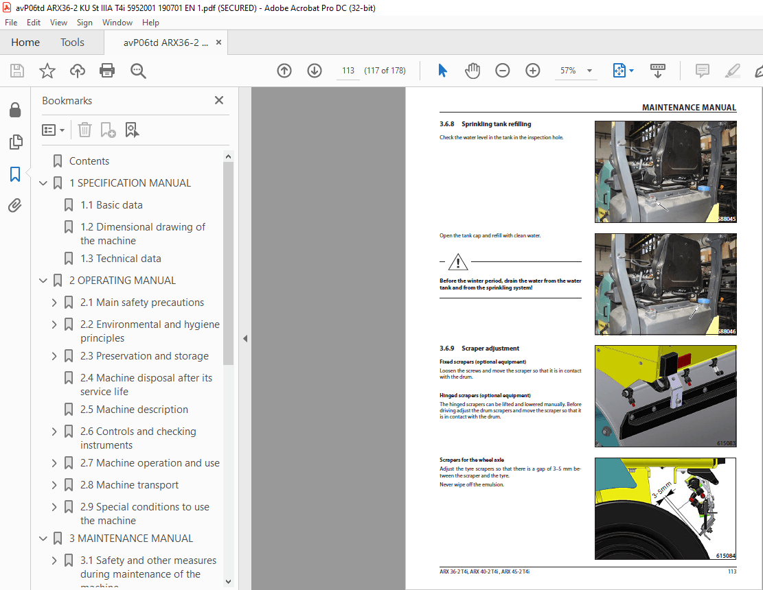 Ammann ARX 36-2 ARX 40-2 ARX 45-2 Tandem Roller Operating Manual - PDF