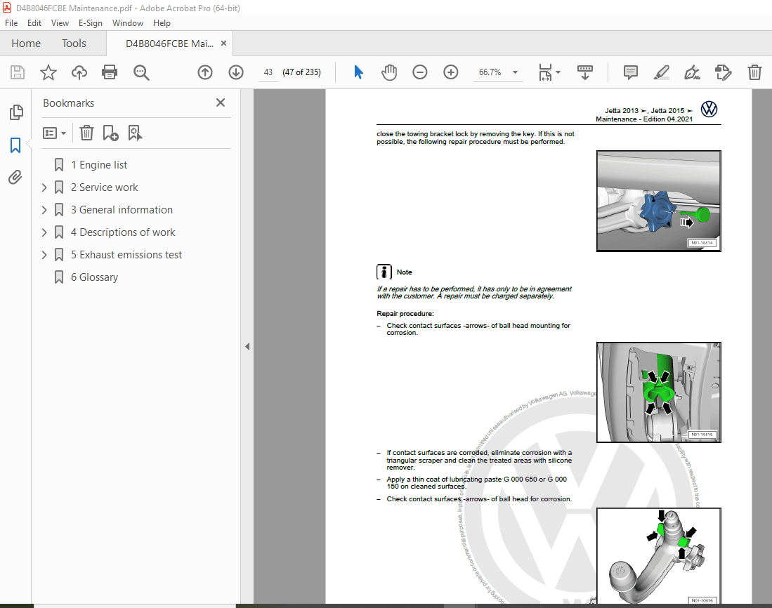Volkswagen Jetta 2013 Jetta 2015 Maintenance Manual - PDF DOWNLOAD