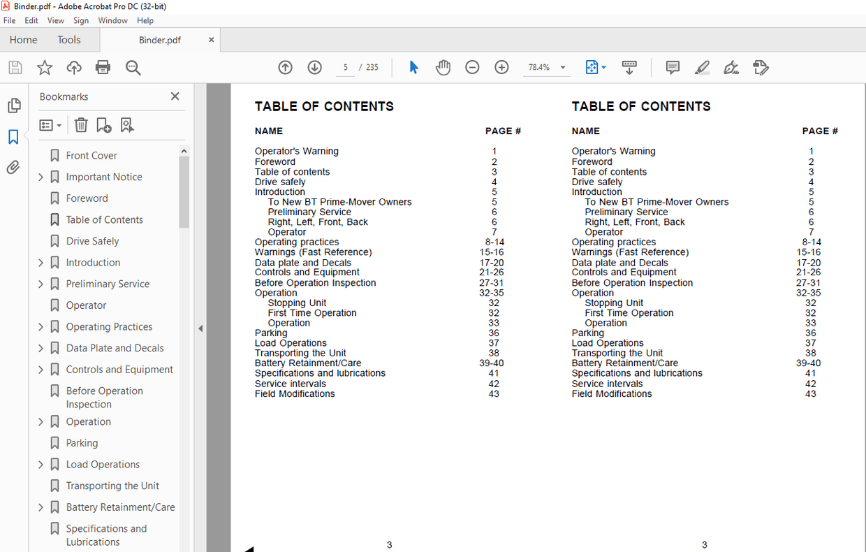 BT Prime-Mover Forklift SR30 LONG ISLAND RAILROAD OPERATOR’S MANUAL – PDF DOWNLOAD