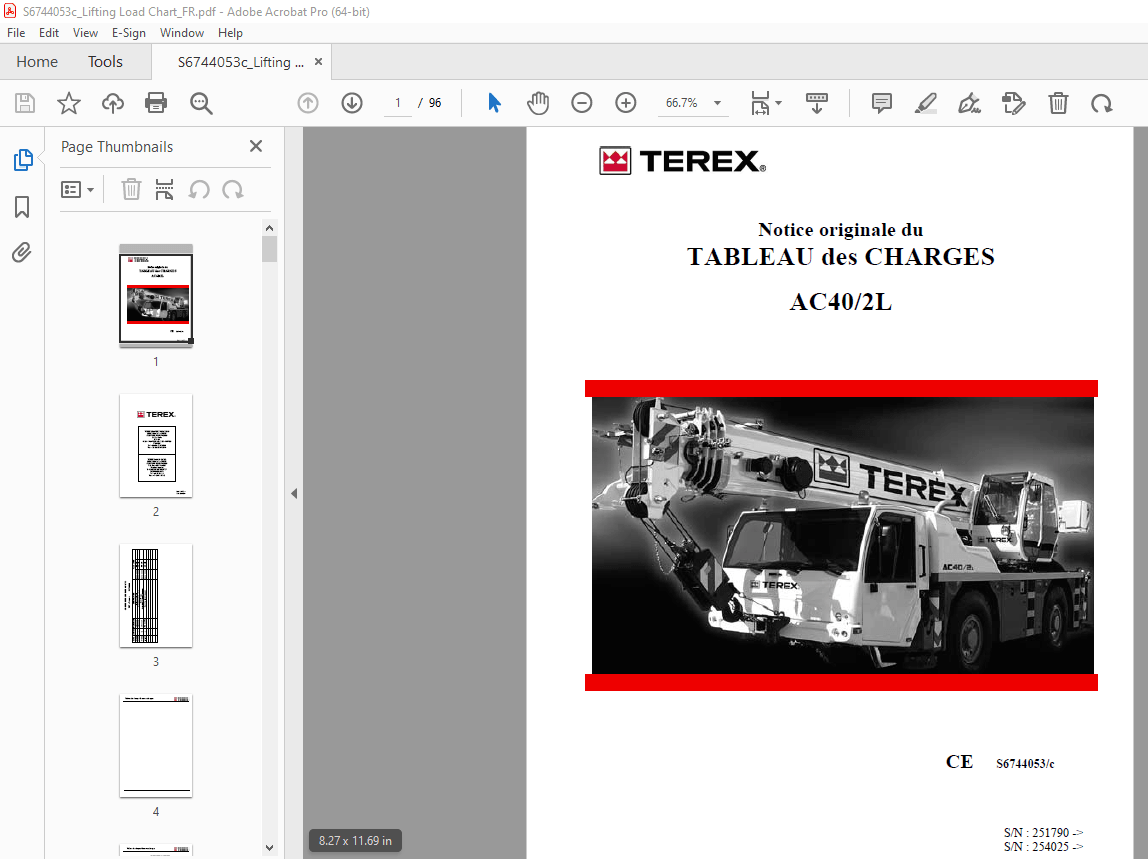Terex Crane AC40/2(L) Hydraulic & Pneumatic Schematic Manual – PDF DOWNLOAD