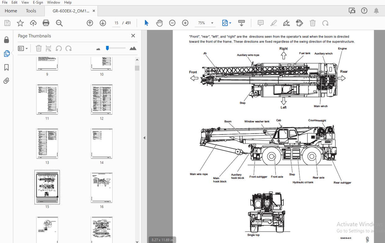 Tadano GR-600EX Rough Terrain Crane Operation Manual – PDF