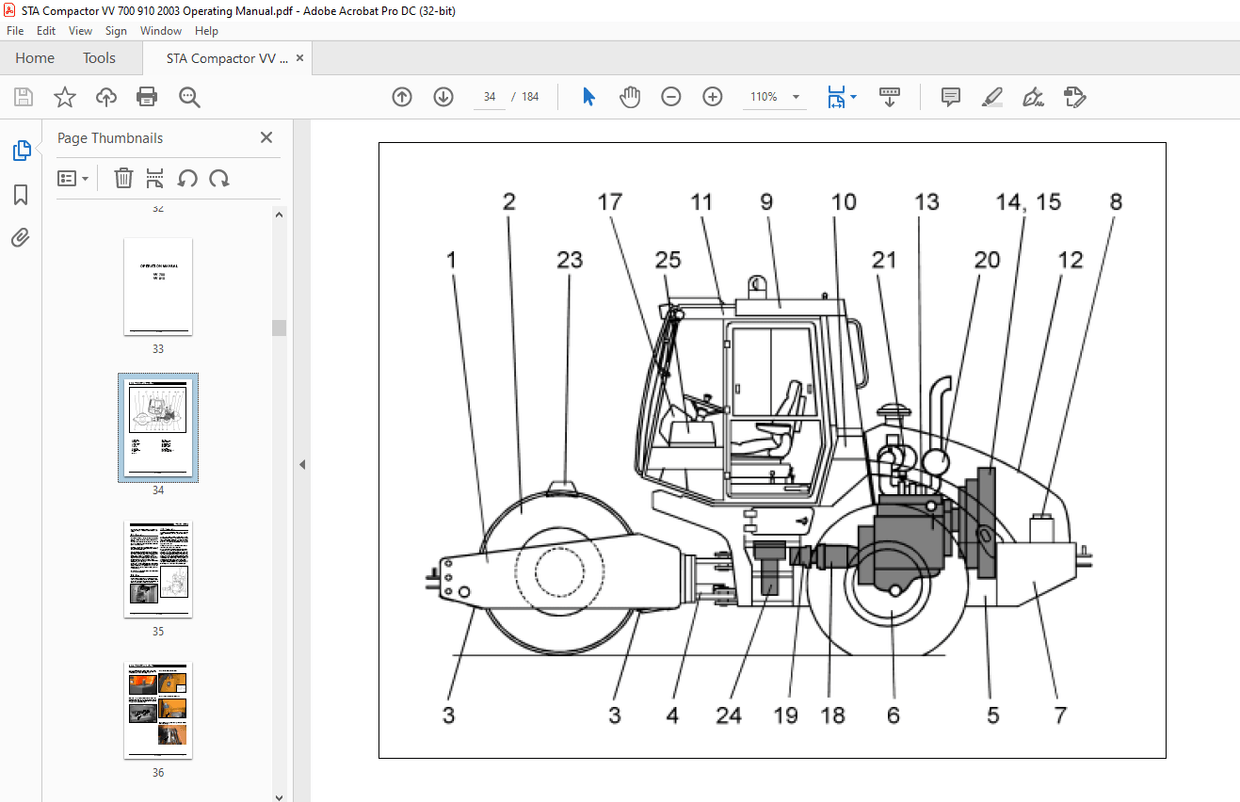 STA Compactor VV 700 VV 910 Line of Vibratory Rollers Operation Manual ...