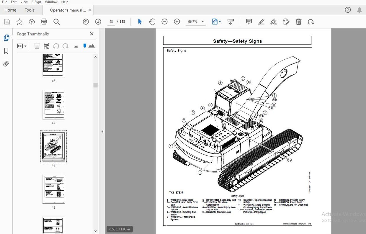 John Deere 350GLC Excavator Operator's Manual OMT351368X19 - PDF DOWNLOAD