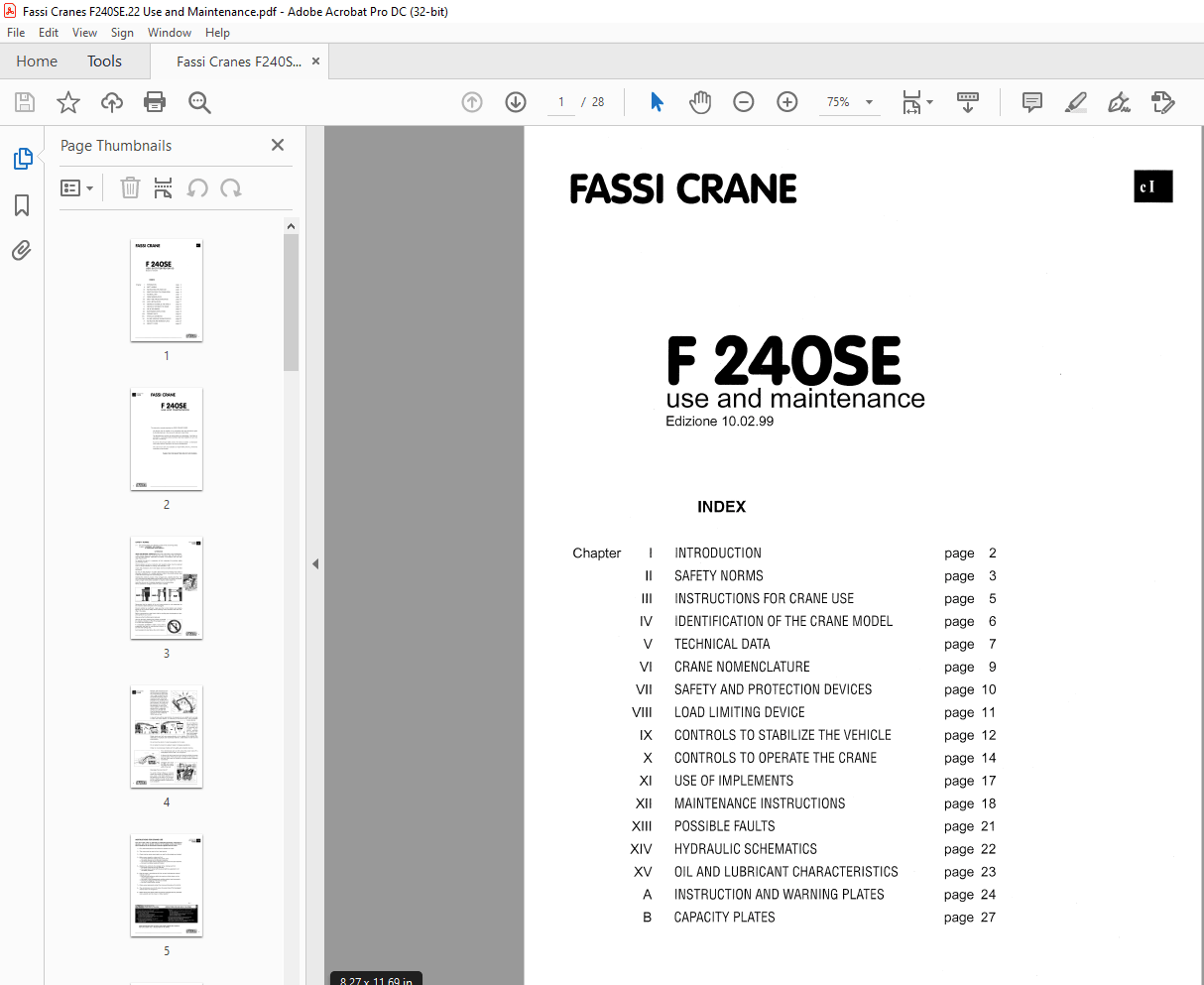 Fassi Crane F240SE.22 Use and Maintenance Manual - PDF DOWNLOAD