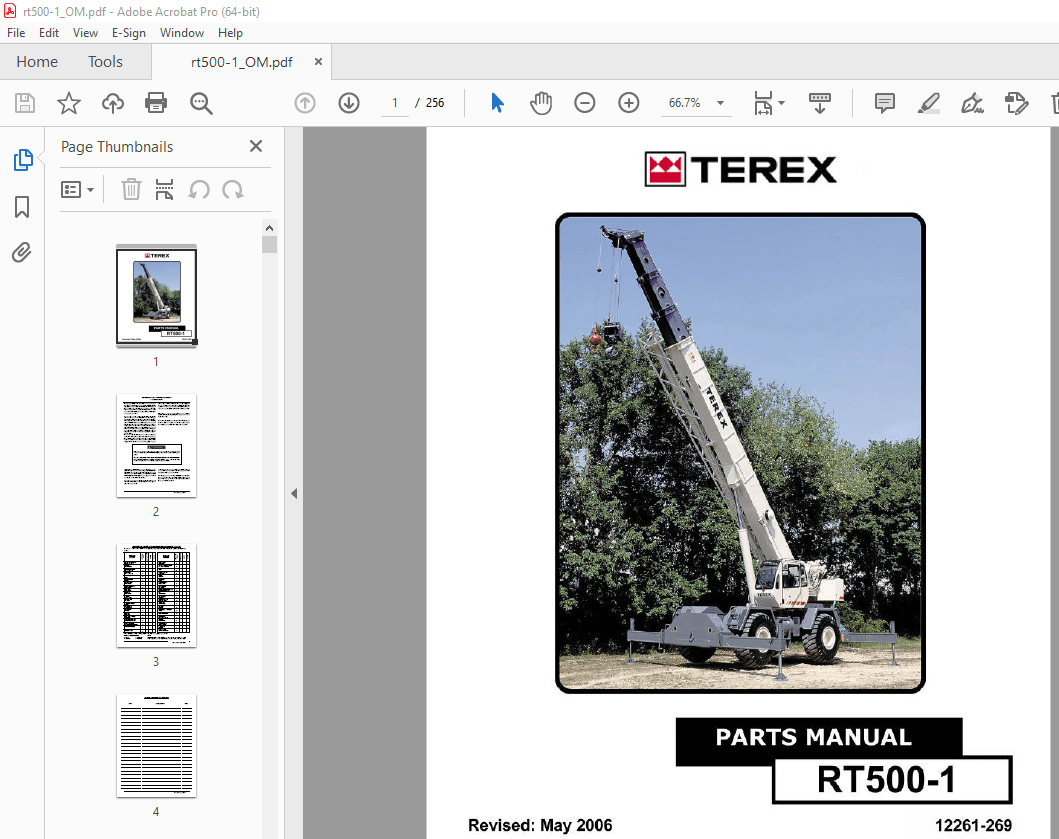 Terex Crane RT500-1 Operator’s Manual 12261-269 – PDF DOWNLOAD