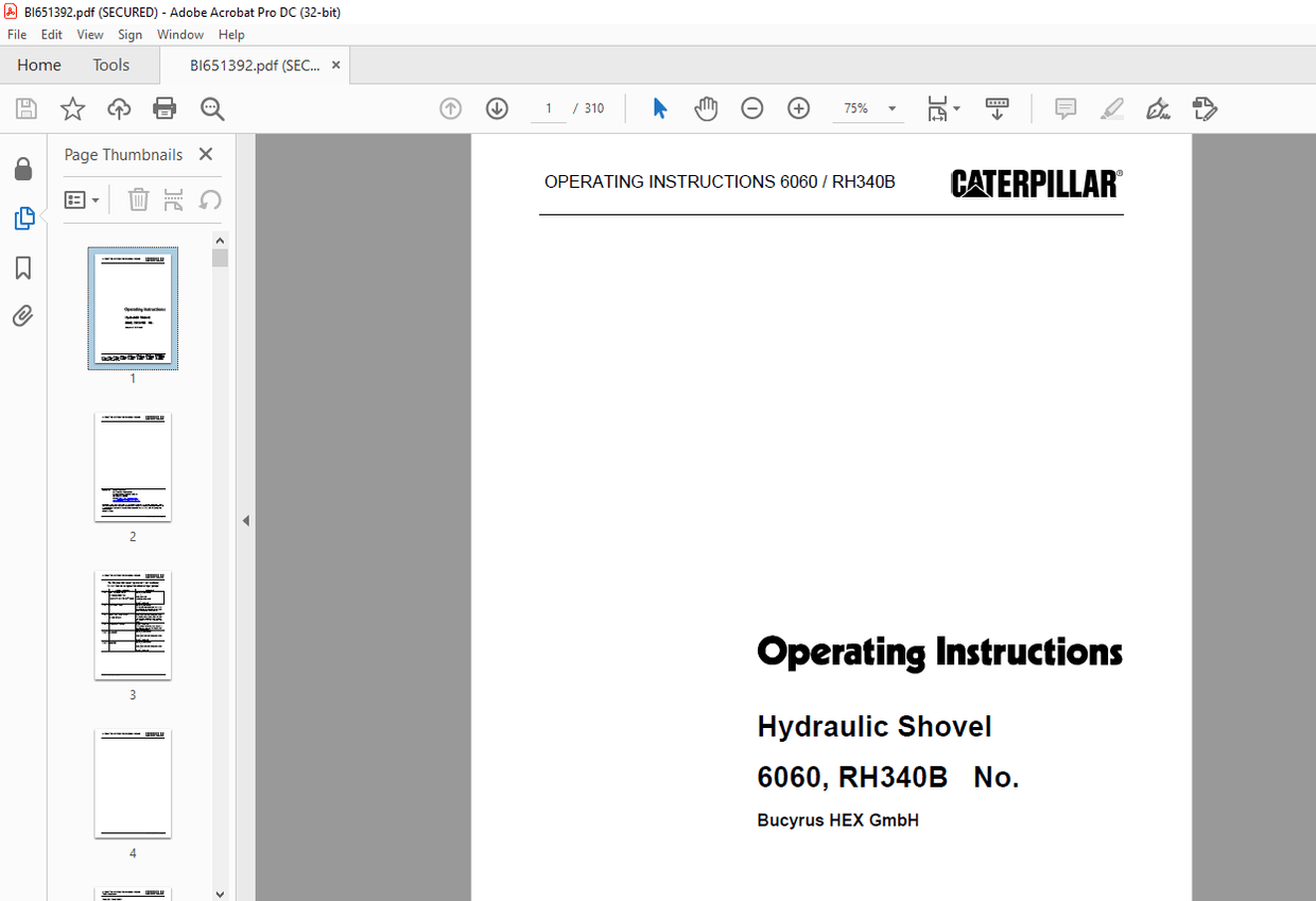 Cat 6060 RH340B Hydraulic Shovel Operation Instructions Maintenance ...