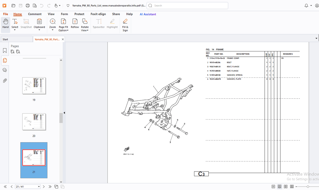 Yamaha Genuine PW80(4BCC) Parts Manual - PDF DOWNLOAD