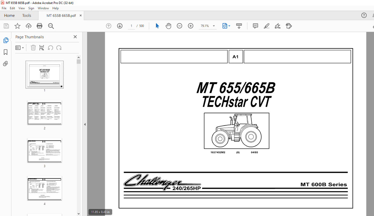 Challenger MT655 MT665B MT 600B Series Techstar CVT Tractor Parts Manual - PDF DOWNLOAD