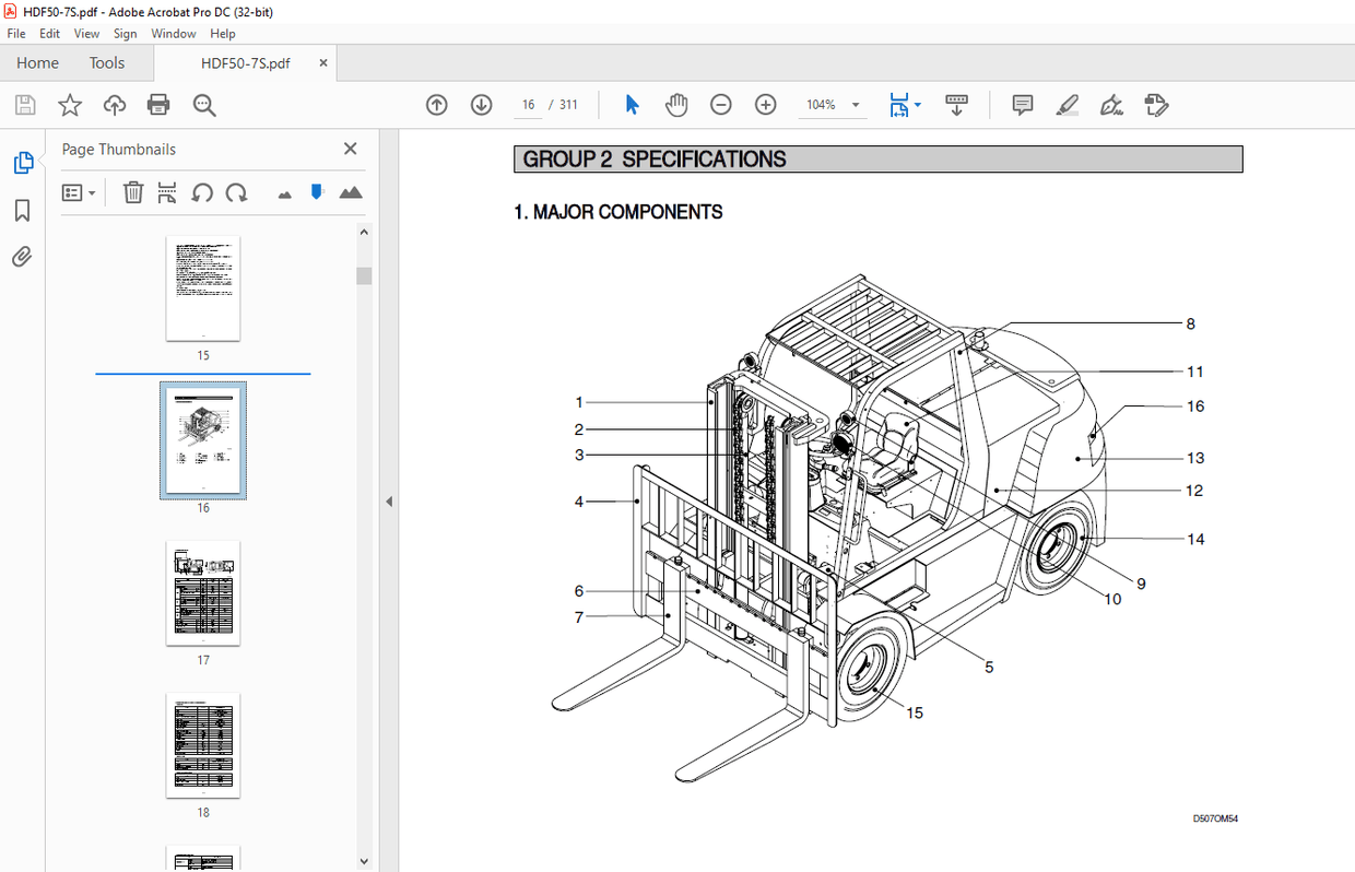 Hyundai Forklift HDF 50-7S HDF 70-7S Service Manual – PDF DOWNLOAD