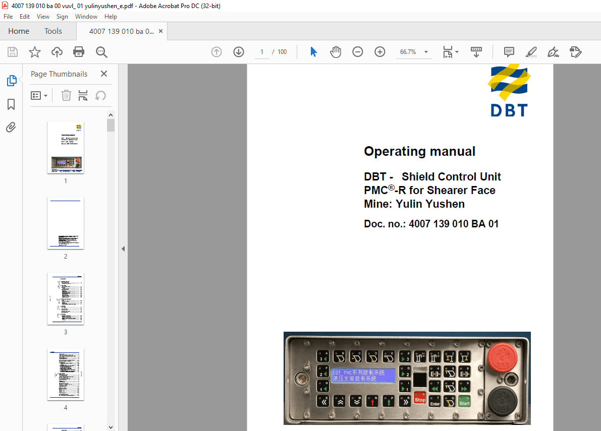 CAT DBT - Shield Control Unit PMC-R for Shearer Face Operating Manual ...