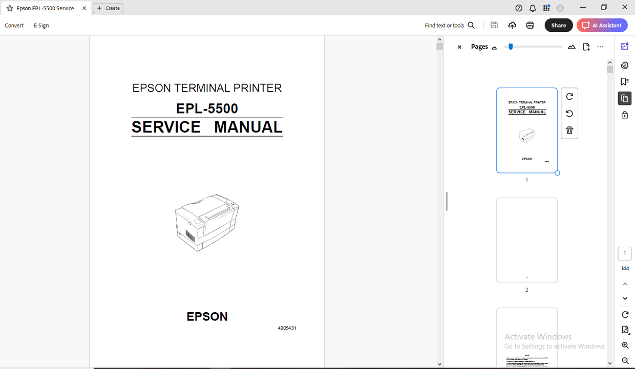 Epson Terminal Printer EPL-5500 Service Manual - PDF DOWNLOAD