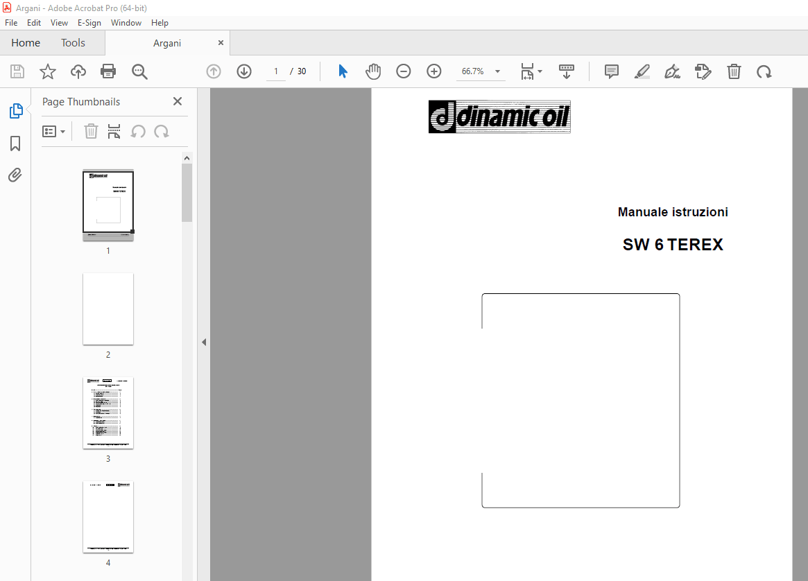 Dinamic Oil SW 6 Terex Manuale istruzioni – PDF DOWNLOAD