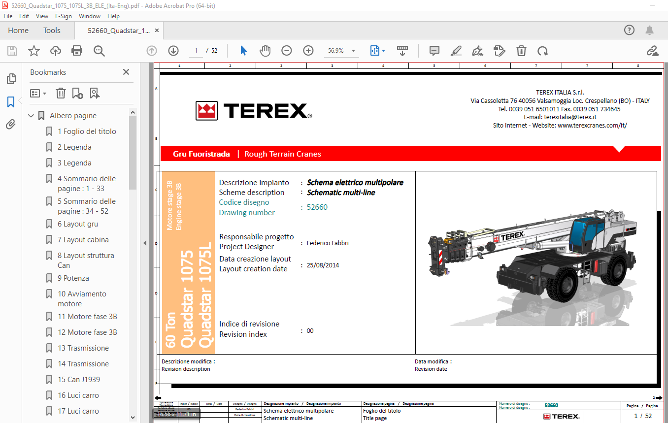 Terex Crane RT1100 Hydraulic & Electrical Schematic Manual – PDF DOWNLOAD