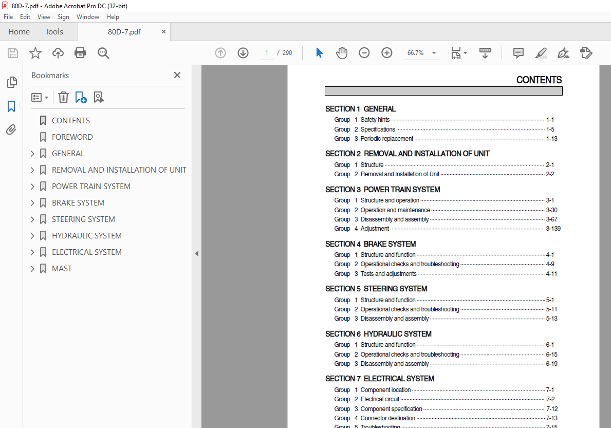 Hyundai Forklift 80D-7 Service Manual – PDF DOWNLOAD