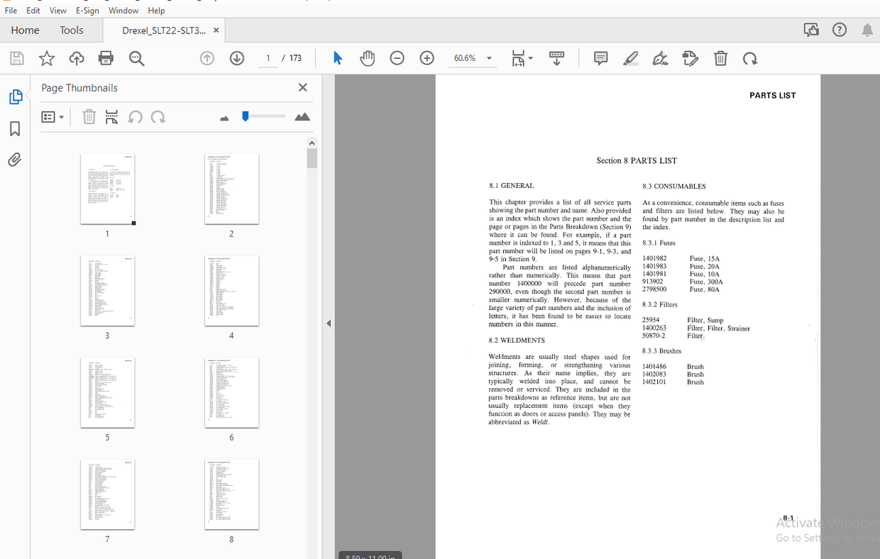 Drexel SLT22/30 Swingmast lift Truck Parts Manual_1404704 (Section 8) – PDF DOWNLOAD