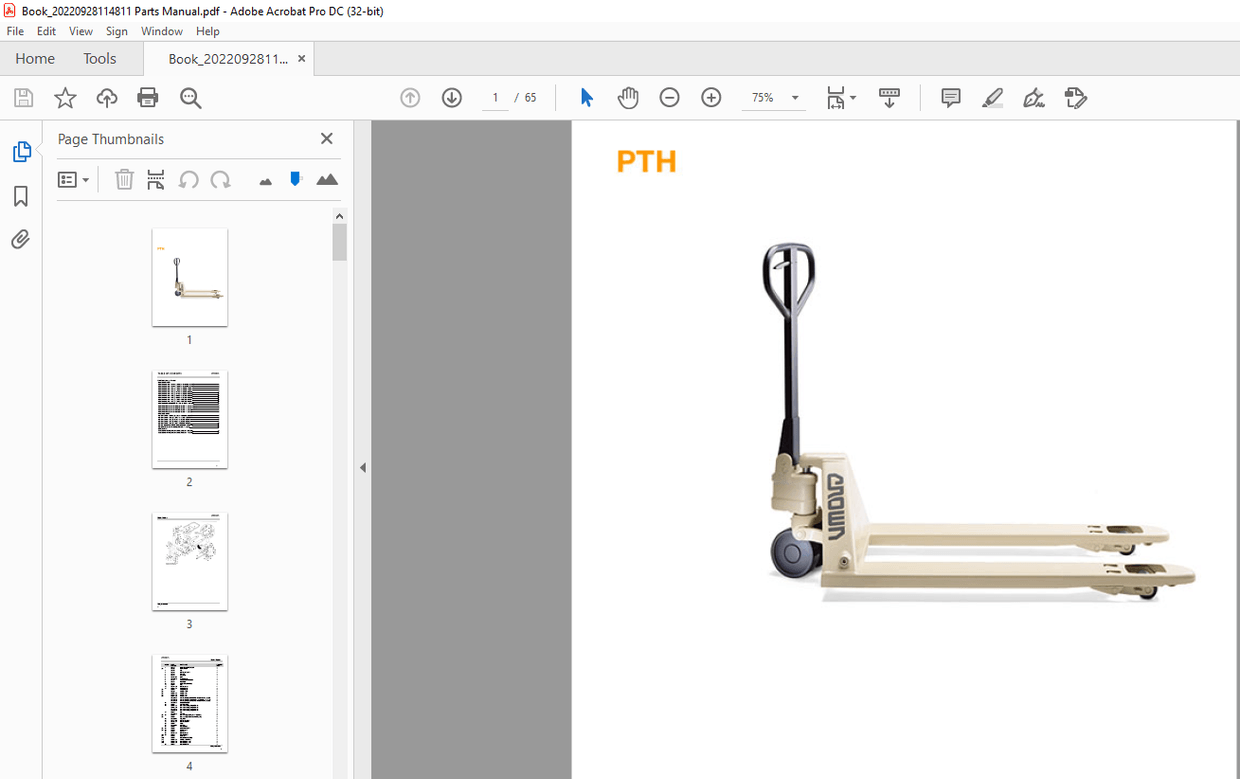 Crown Forklift PTH Parts Manual – PDF DOWNLOAD