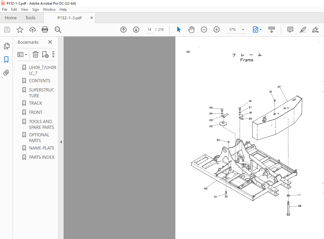 Hitachi Hydraulic Excavator UH09-7 UH09LC-7 Parts List Manual(P152-1-3) – PDF DOWNLOAD